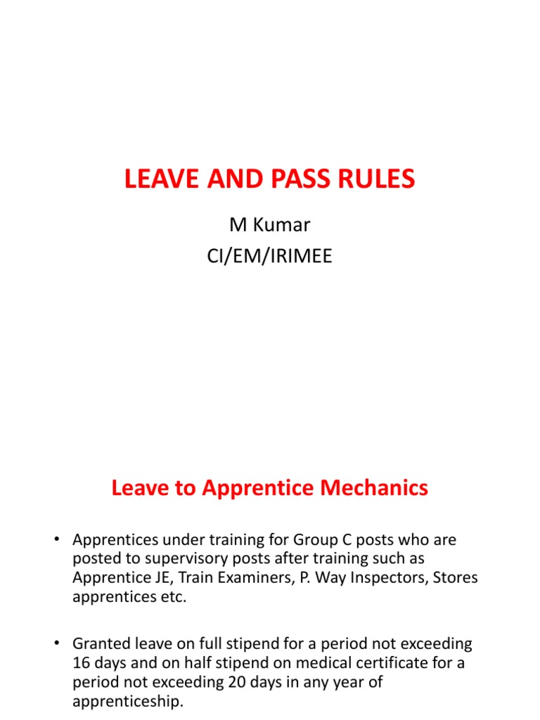 Leave and Pass Rules | PDF | Parental Leave | Retirement