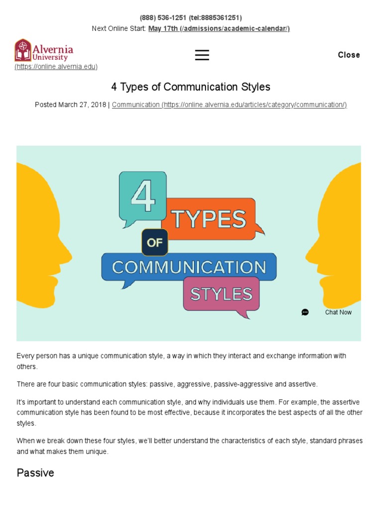4 Types of Communication Styles - Alvernia University Online | PDF ...