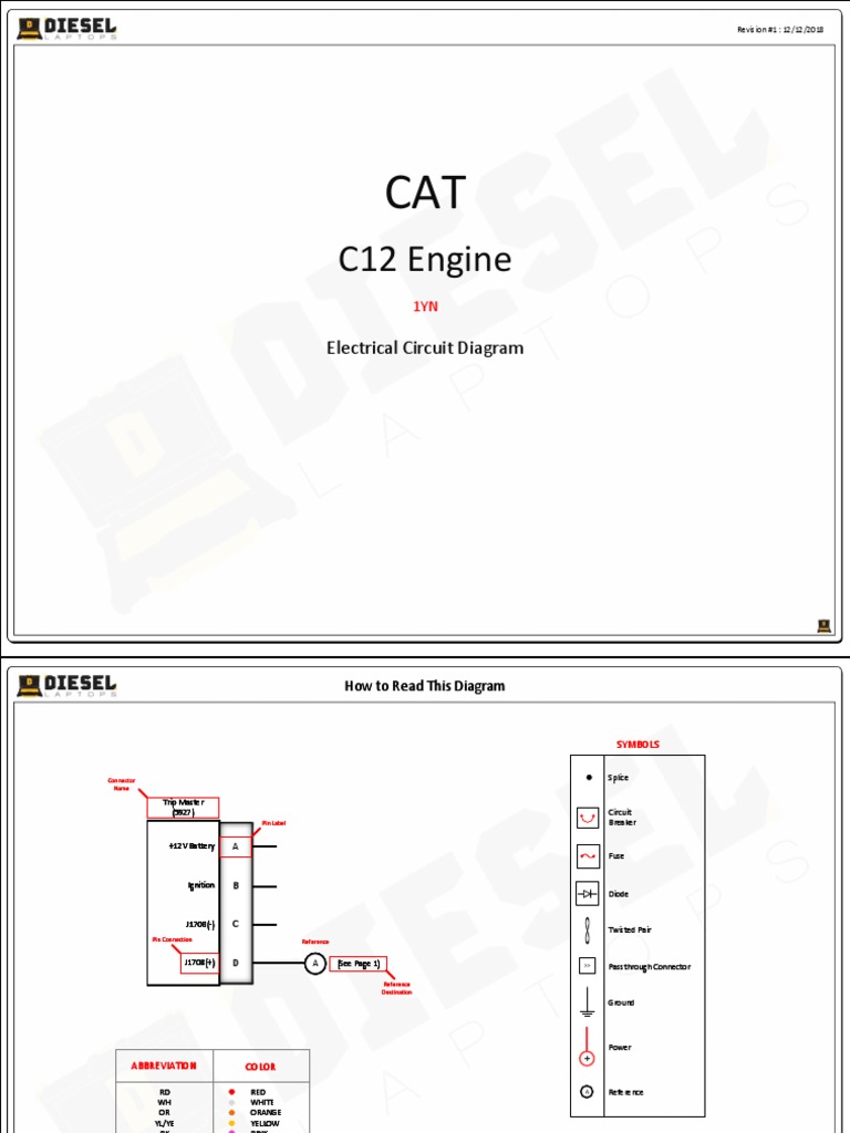 C12 Engine: Electrical Circuit Diagram | PDF | Throttle | Fuel Injection