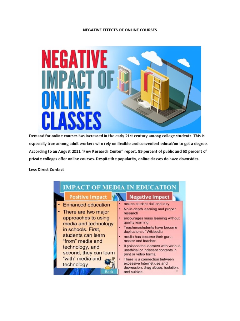 Negative Effects of Online Courses | PDF | Educational Technology ...