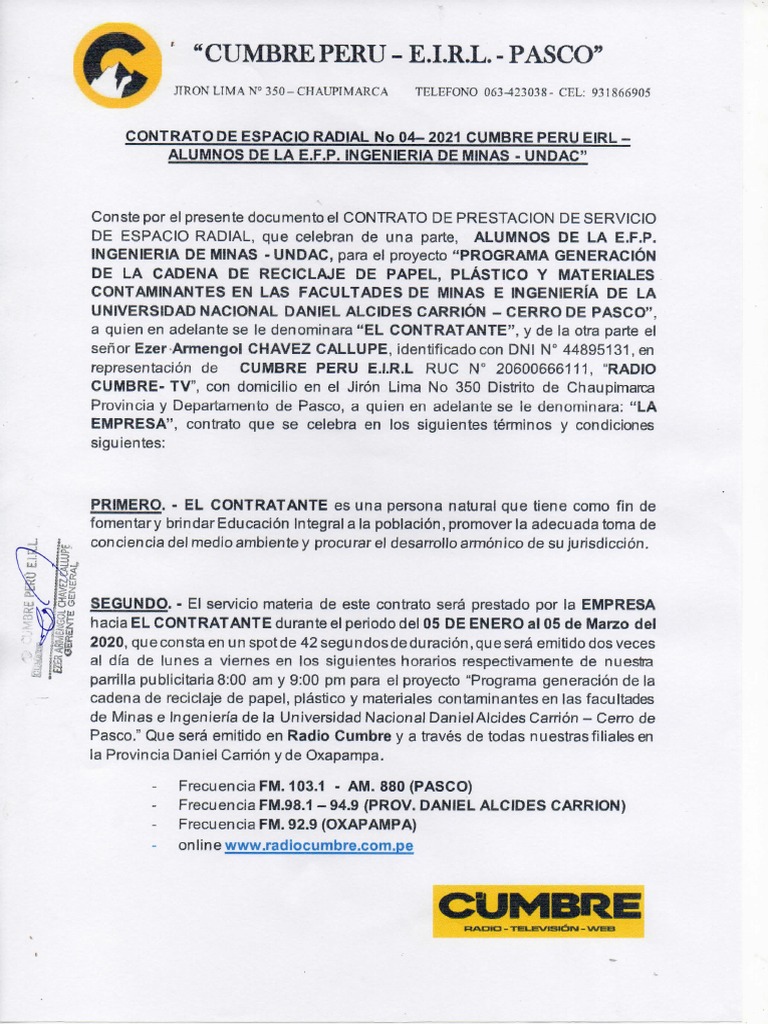 Contrato de Difusión Radial | PDF