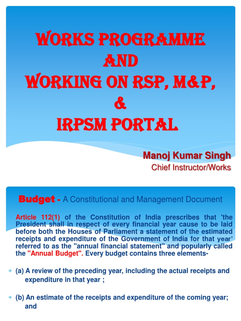 Works Programme and Working of Rolling Stock, MP Programme | PDF ...