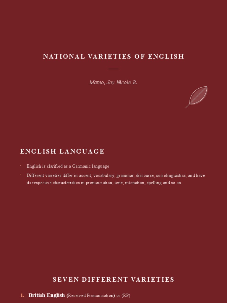 National Varieties of English | PDF | English Language | Languages Of ...