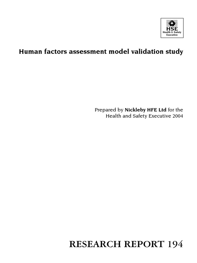 Human Factors Assessment Model Validation Study | Download Free PDF ...