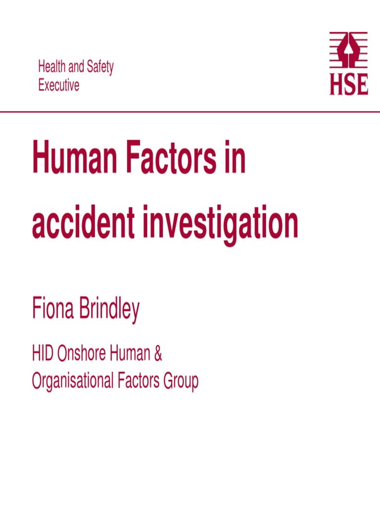 Human Factors in Accident Investigation: Fiona Brindley | PDF | Risk ...