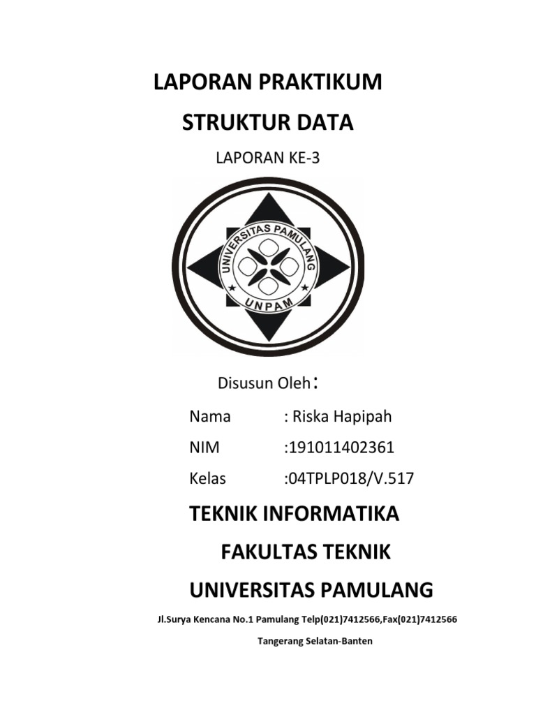 Laporan Praktikum Struktur Data Riska Hapipah Pointer | PDF | Komputer