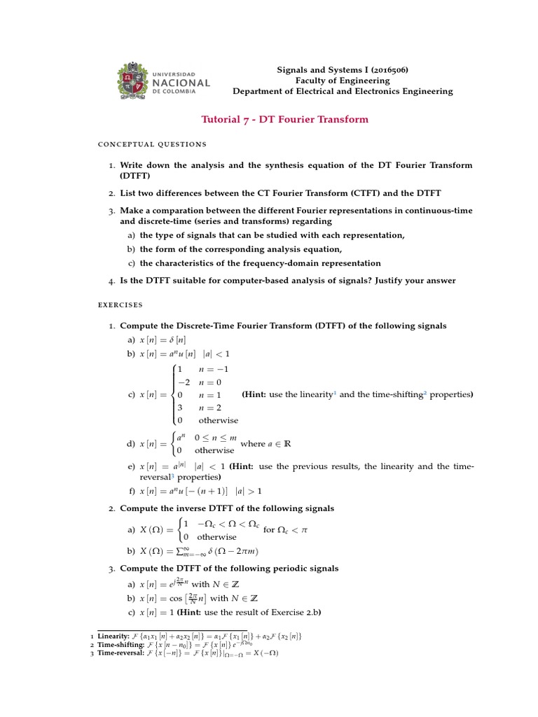DT Fourier Transform Tutorial | PDF | Fourier Transform | Digital ...