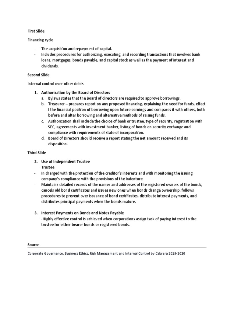 Internal Control Over Other Debts | PDF