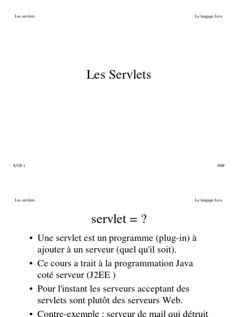 Servlets | PDF | Java (Langage de programmation) | Internet