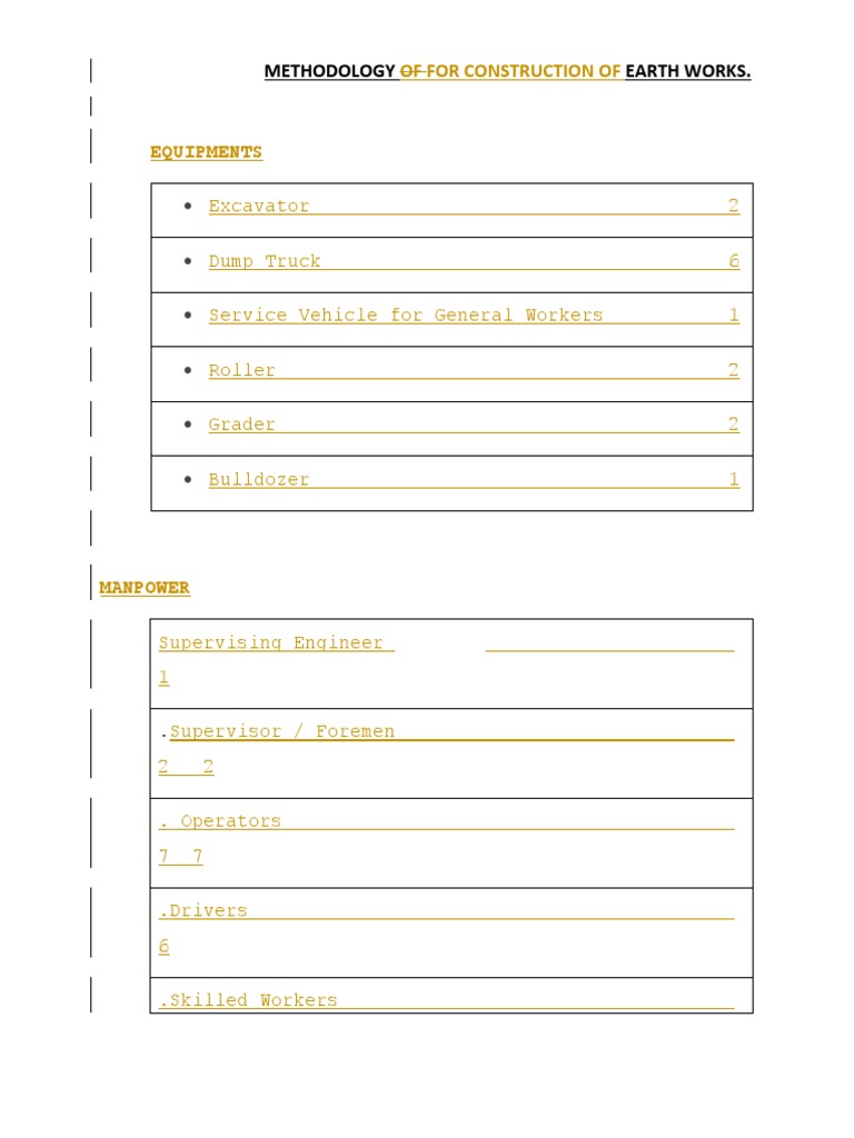 Earthworks Construction Methodology | PDF | Civil Engineering ...