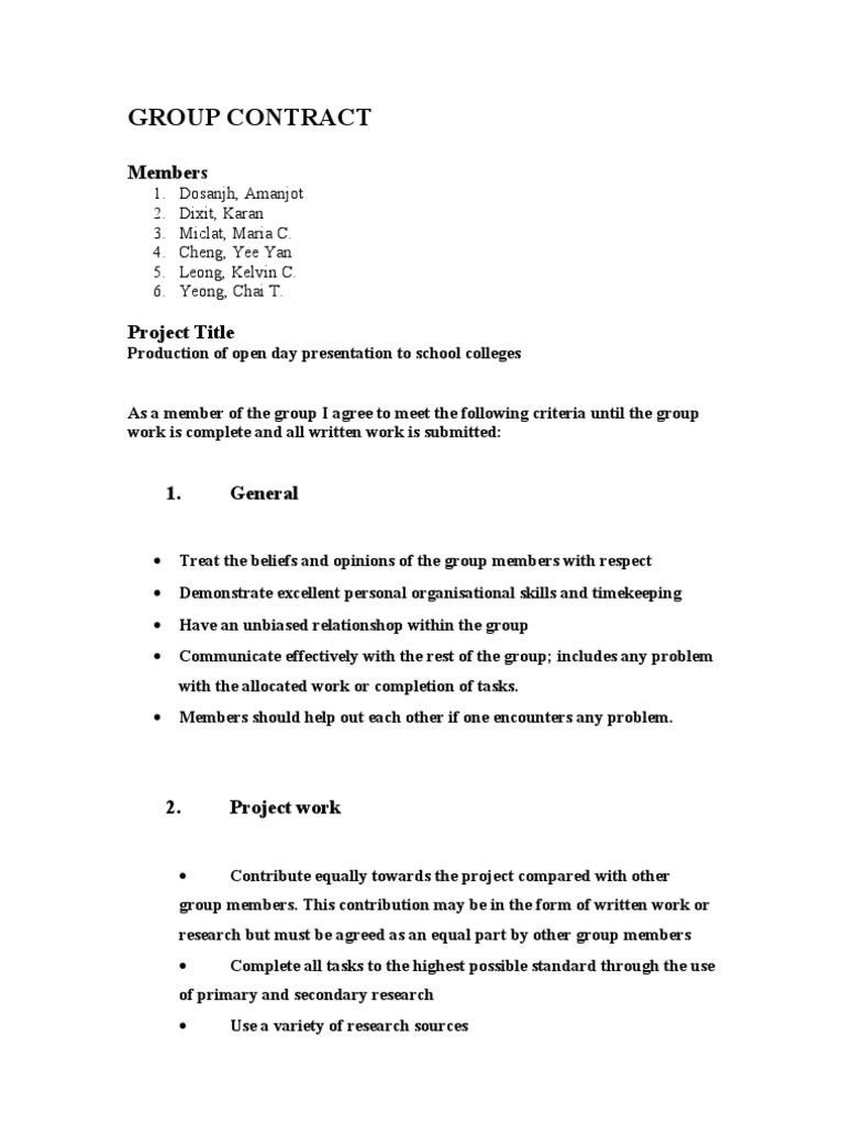 Group Contract | PDF | Behavior Modification | Communication