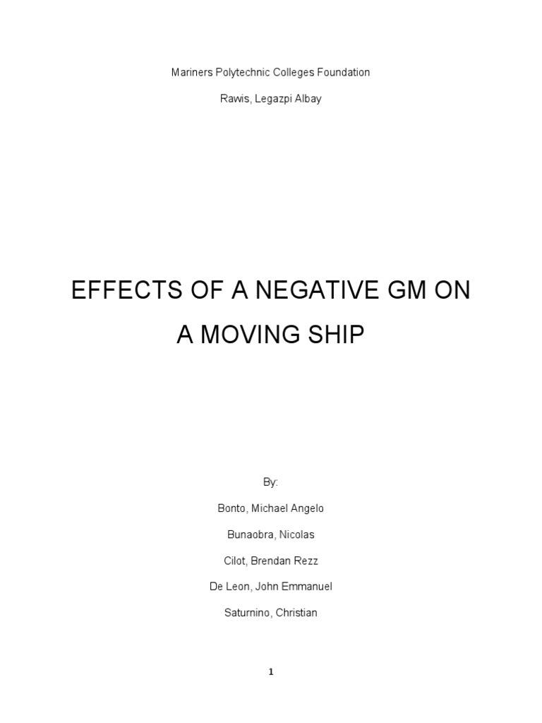 Effect of A Negative GM On A Moving Ship | PDF | Buoyancy | Ships