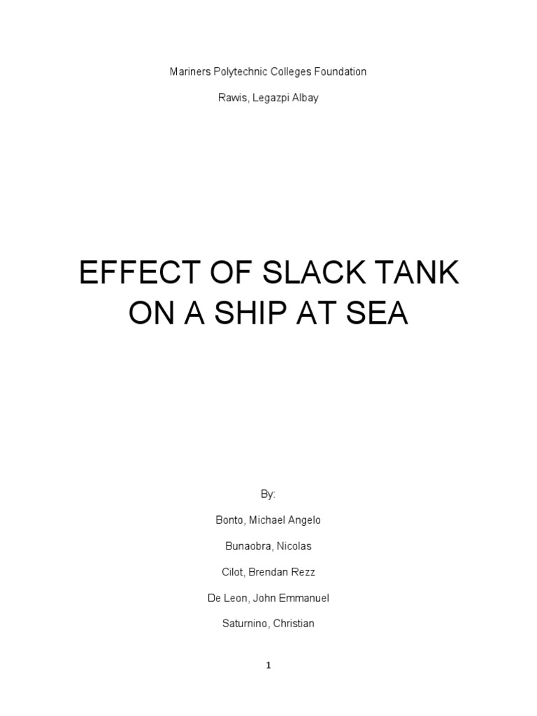 Effect of Slack Tanks On A Ship at Sea | PDF | Ships | Watercraft
