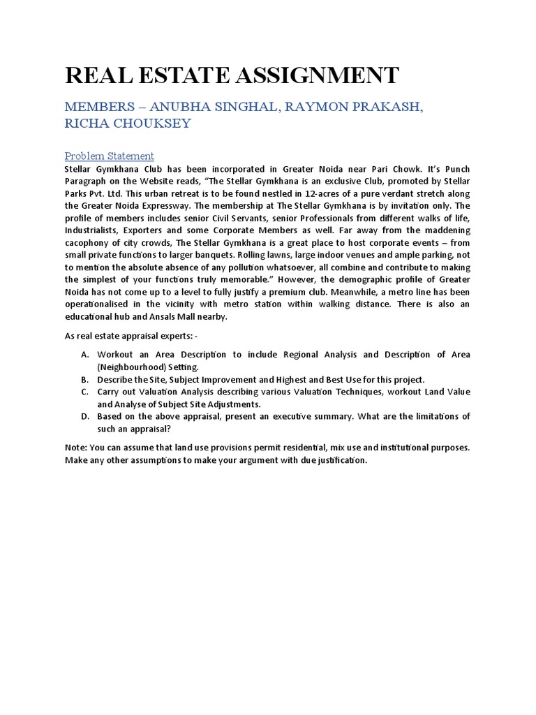 Real Estate Problem Statment | PDF