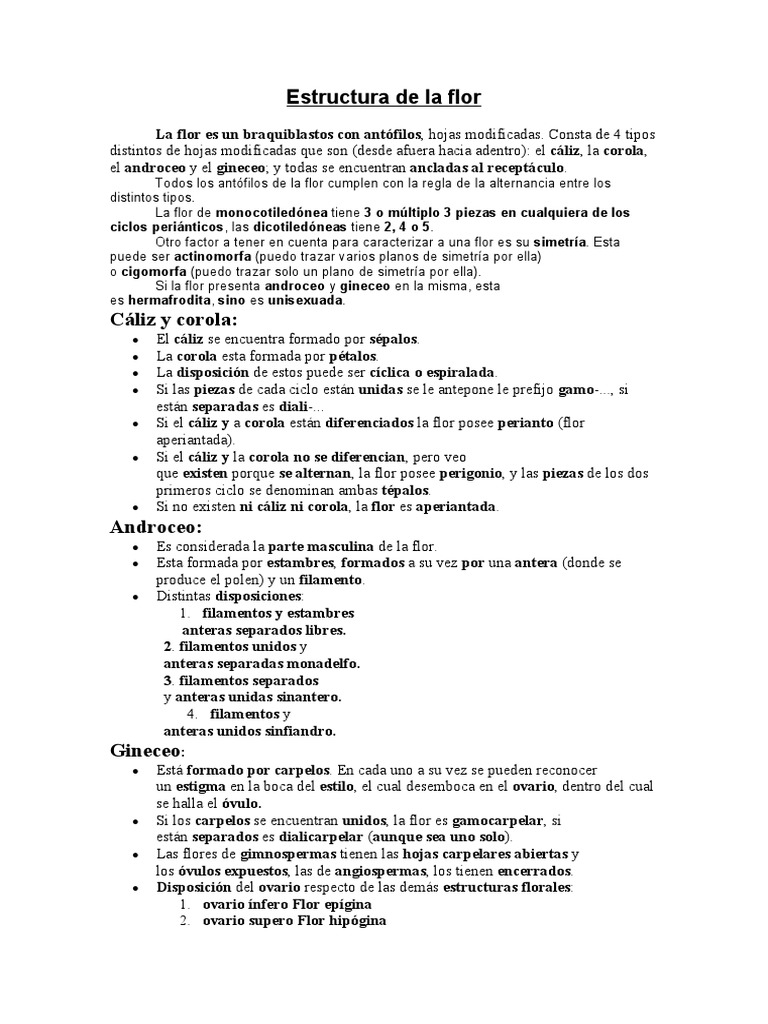 Estructura y Tipos de Flores | PDF | Flores | Plantas