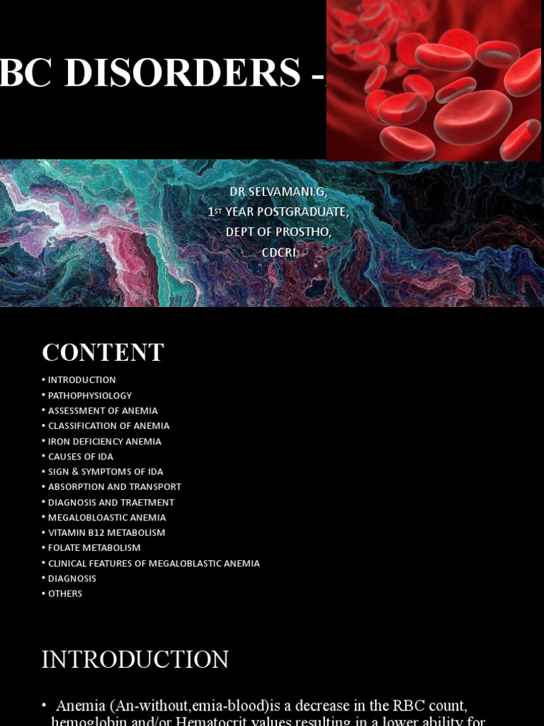 RBC DISORDERS - 2 DR - Selvamani G | PDF | Anemia | Vitamin B12