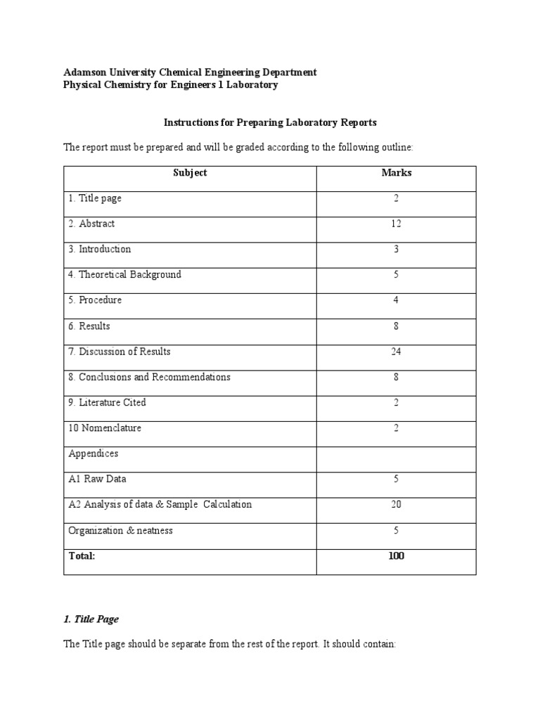 Lab Report Guidelines for Physical Chemistry | PDF | Experiment | Data