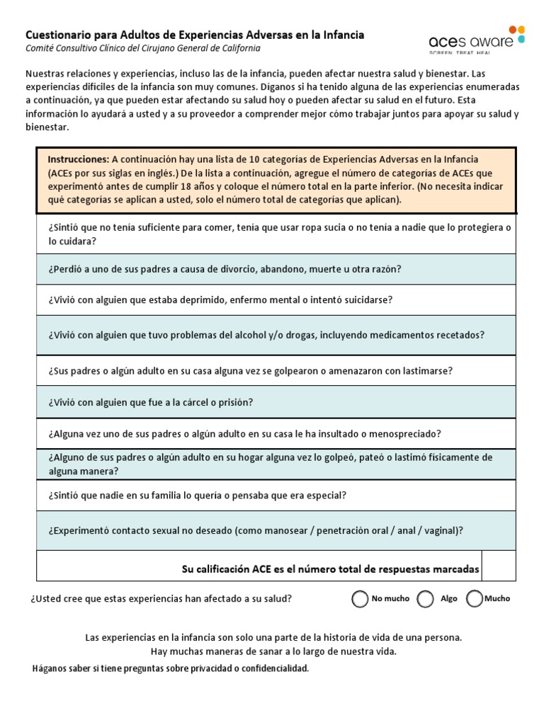 ACE Screener Deidentified Spanish | PDF
