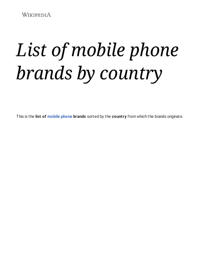 Mobile Phone Brands by Country List | PDF | Telecommunications ...