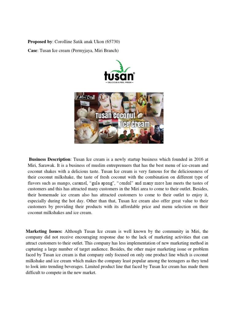 Tusan Ice Cream | PDF | Milkshake | Case Study