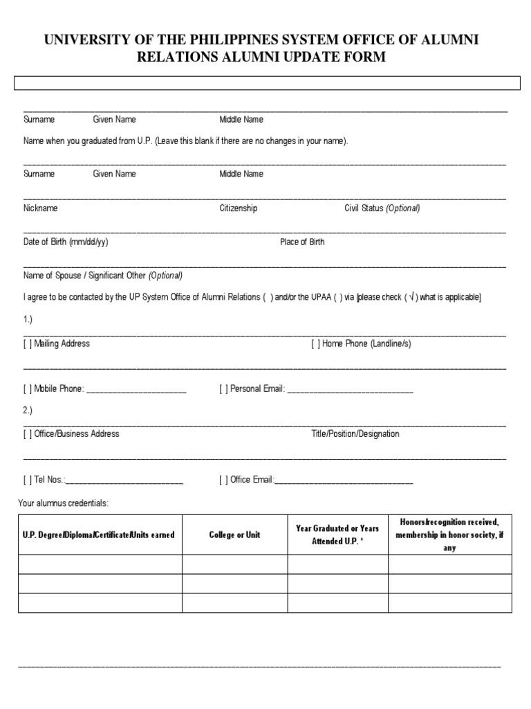 UPS OAR Alumni Update Form OAR Privacy Notice | PDF | Confidentiality ...