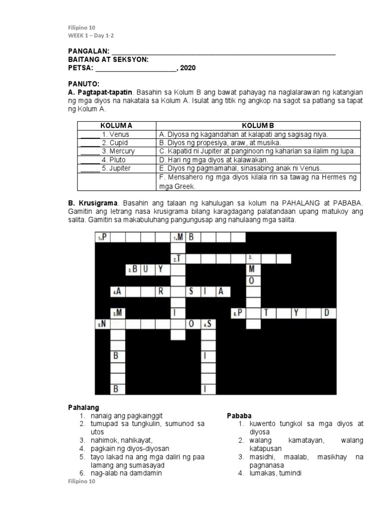 WorkBook - Filipino 10 | PDF