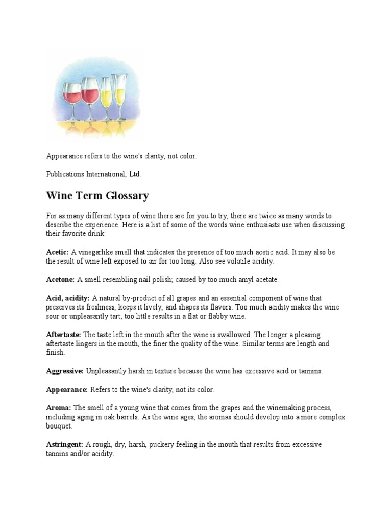 Wine Glossary | PDF | Aroma Of Wine | Wine
