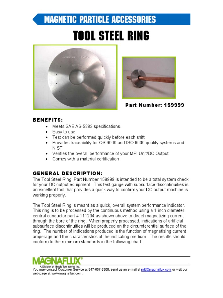 Tool - Steel - Ring - Magnetic Particle Accesories | PDF