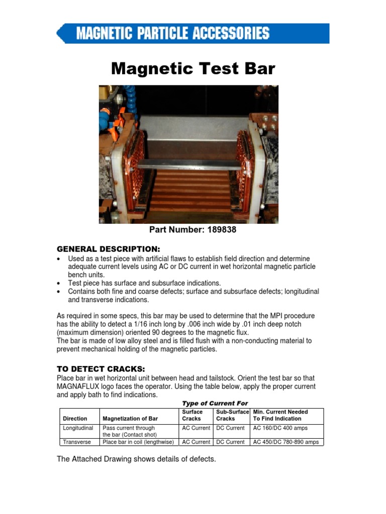 Magnetic Test Bar - Magnetic Particle Accessories | PDF | Technology ...