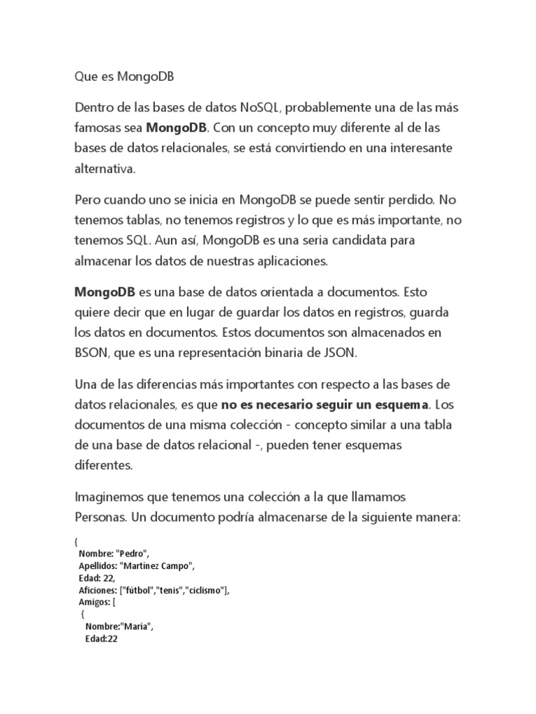 Que Es MongoDB | PDF | Mongo Db | Lenguaje de programación