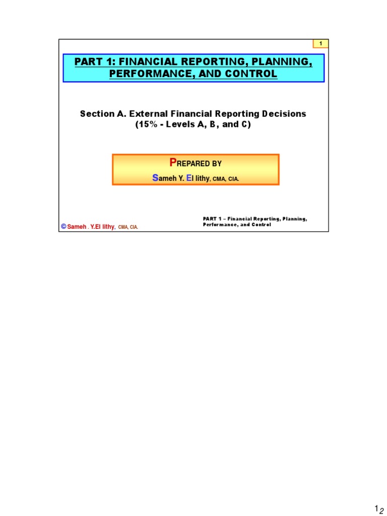 A. External Financial Reporting Decisions Notes | PDF | Equity (Finance ...