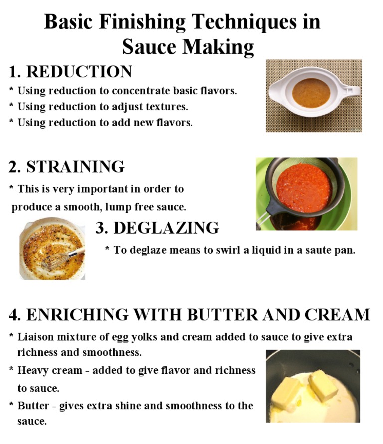 Basic Finishing Techniques in Sauce Making | PDF