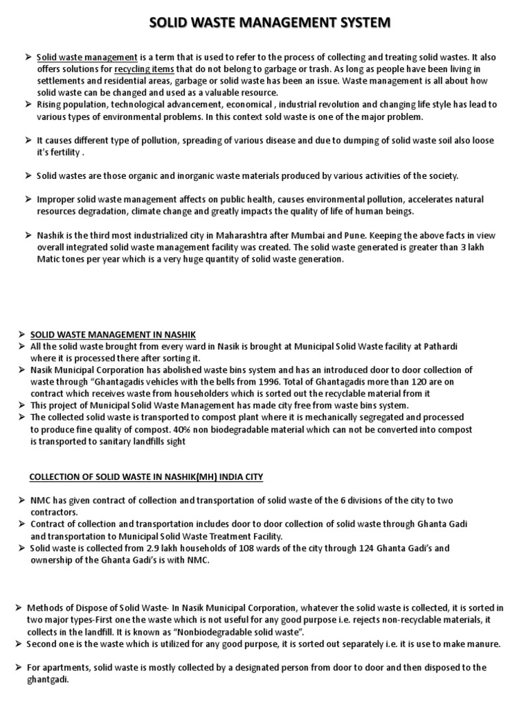 Solid Waste Management System | PDF | Municipal Solid Waste | Waste