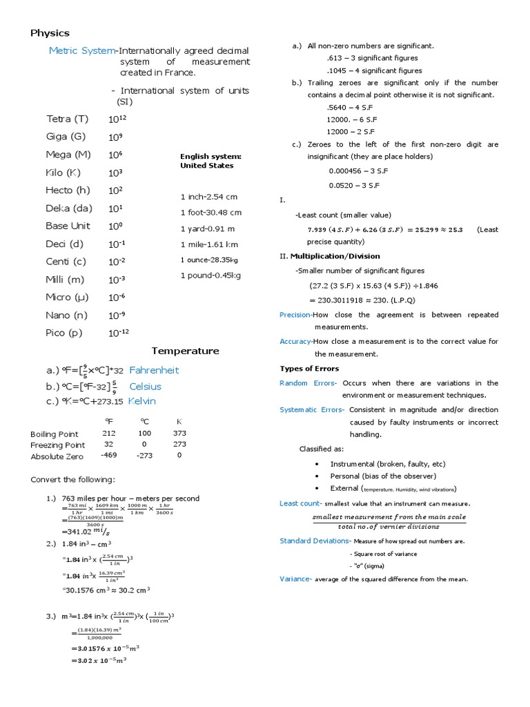 Metric System: Physics | PDF | Acceleration | Force