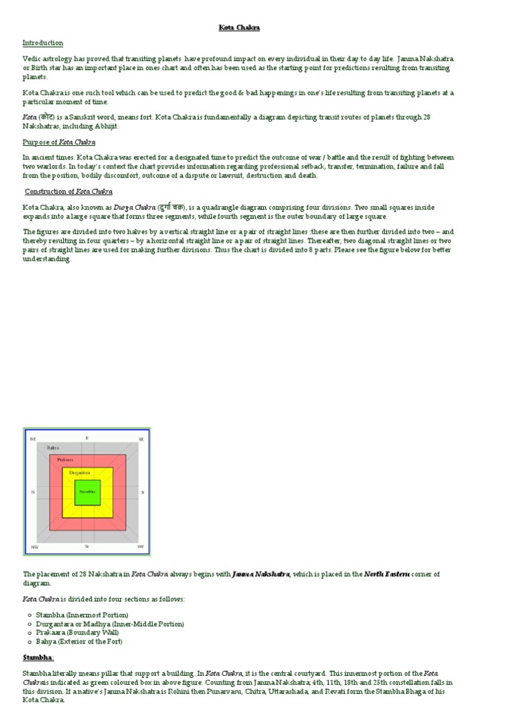 Kota Chakra - Jyothishi | PDF | Hindu Astrology | Astronomy
