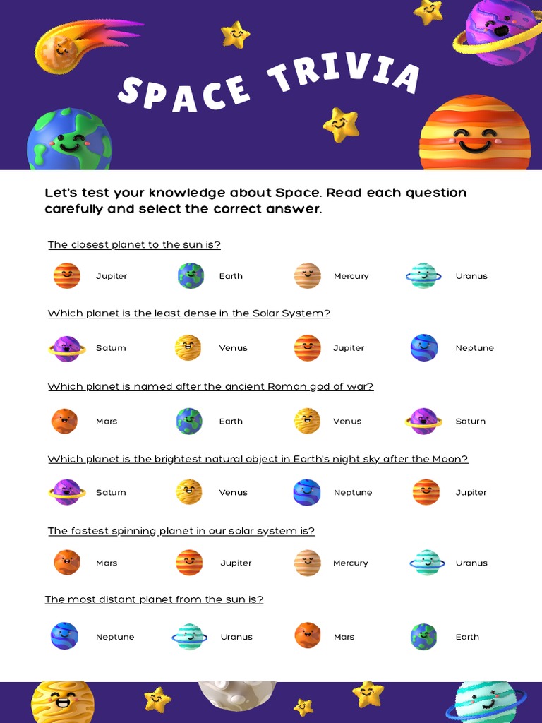 Space Knowledge Quiz Simple Canva | PDF