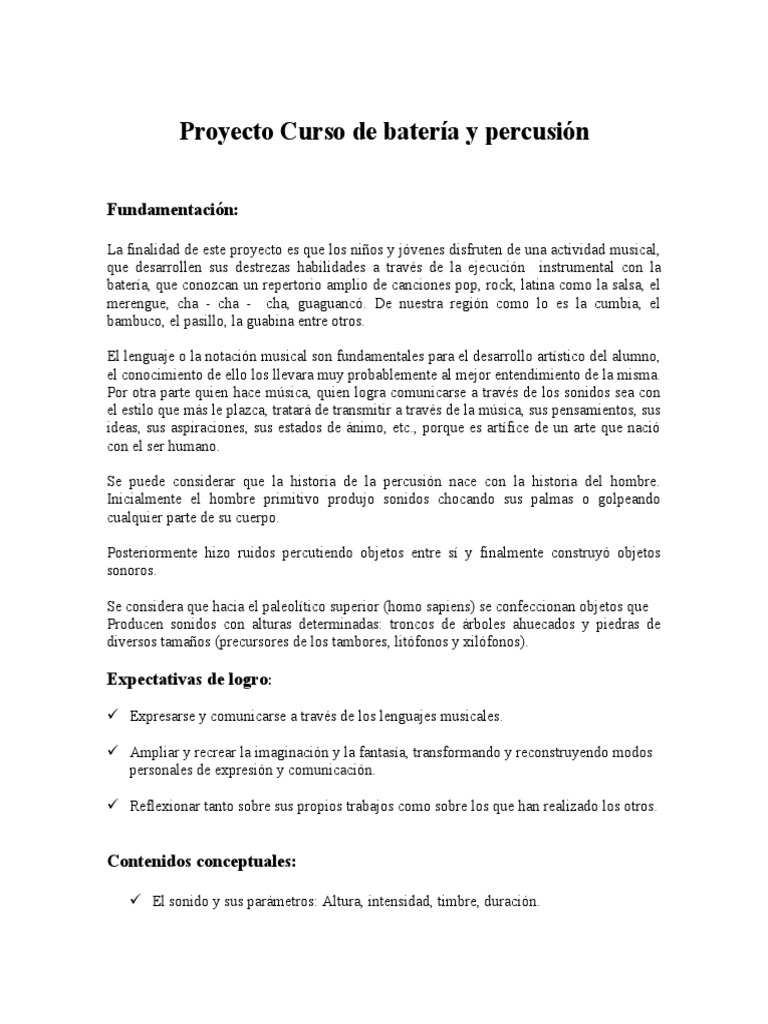 Proyecto Felipe | PDF | Kit de batería | Instrumentos musicales