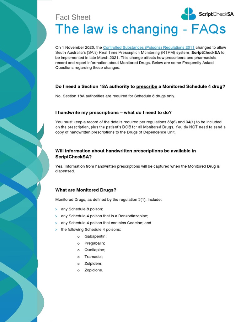 The Law Is Changing FAQs On ScriptCheckSA | PDF | Medical Prescription ...