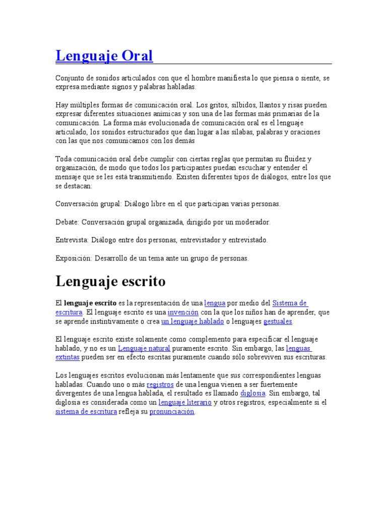 Características del Lenguaje Oral y Escrito | PDF