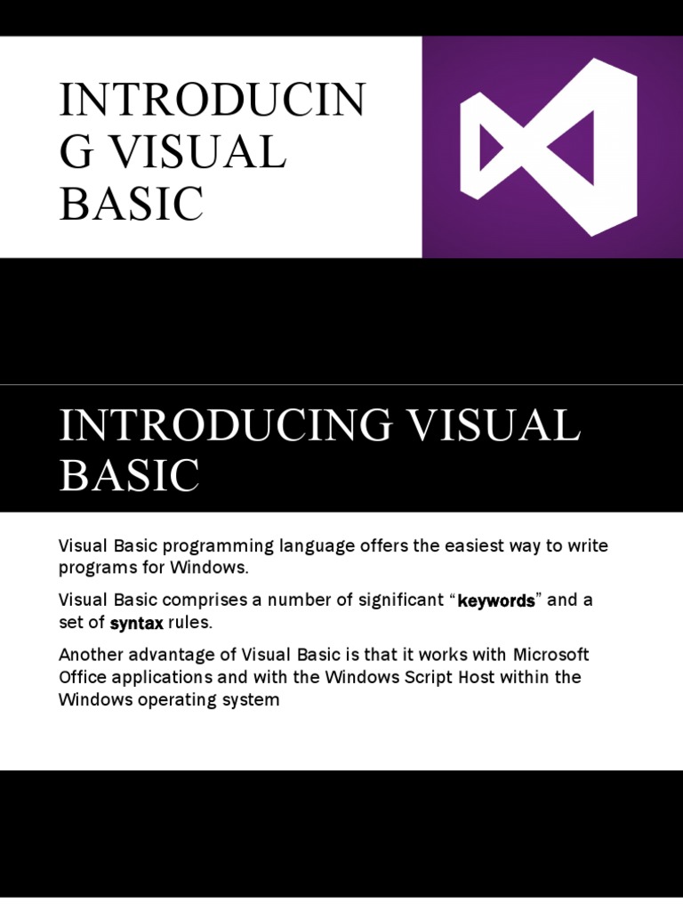 Introducing Visual Basic | PDF | Microsoft Visual Studio | Visual Basic ...