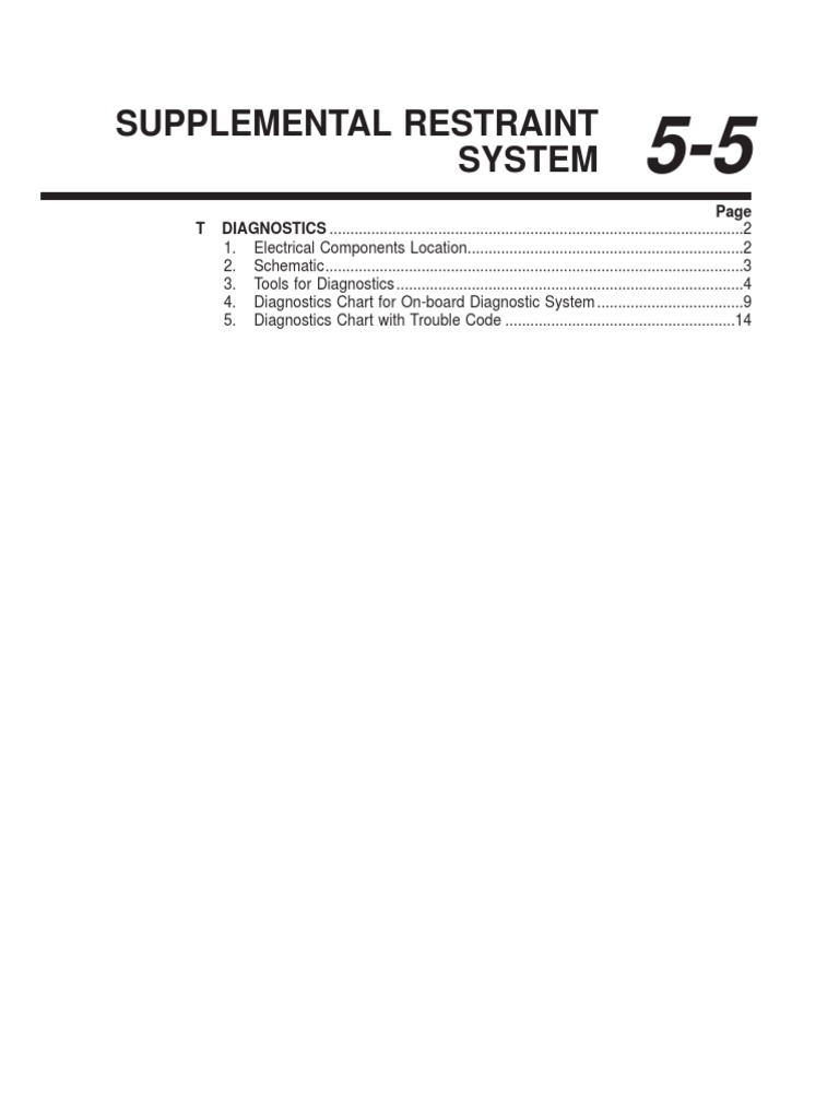 Diagnostics - 5 Suppemental Restraint System | PDF | Airbag ...