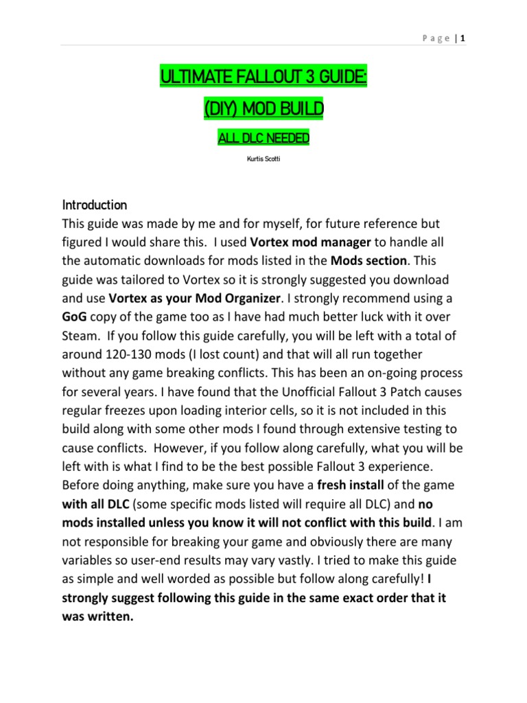 Ultimate Fallout 3 (DIY) Mod Guide | PDF | Rifle | Computer File