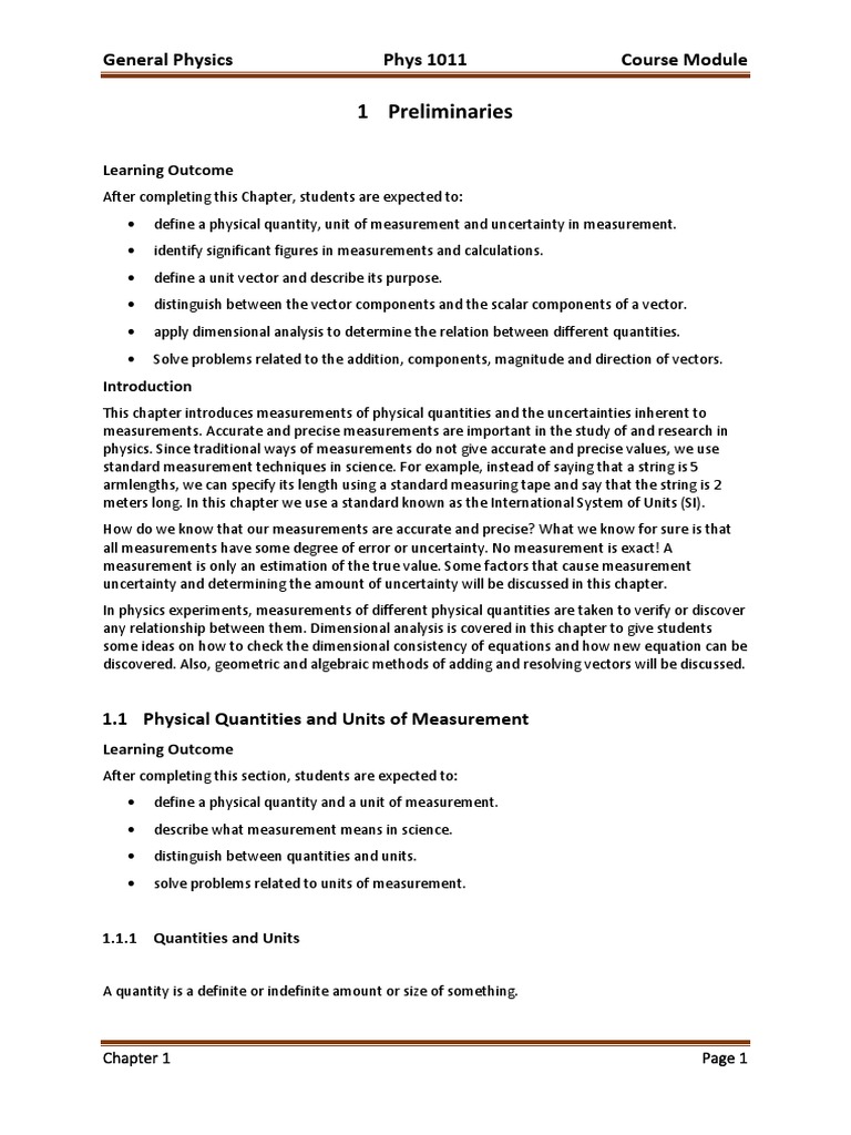 Phys 1011 Module AAU | PDF | Euclidean Vector | Observational Error