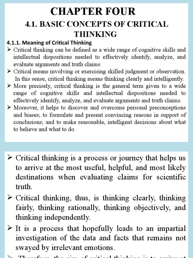 Chapter Four: 4.1. Basic Concepts of Critical Thinking | PDF | Critical ...