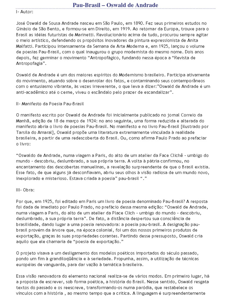 Pau-Brasil - Oswald Andrade | PDF | Poesia | Artes (geral) Pau-Brasil - Oswald Andrade | PDF | Poesia | Artes (geral)