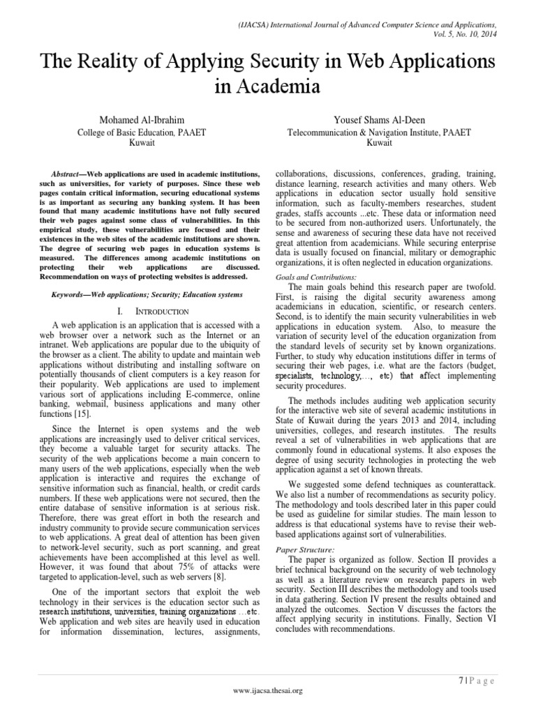Paper 2-The Reality of Applying Security in Web Applications in Academia | PDF | Vulnerability ...