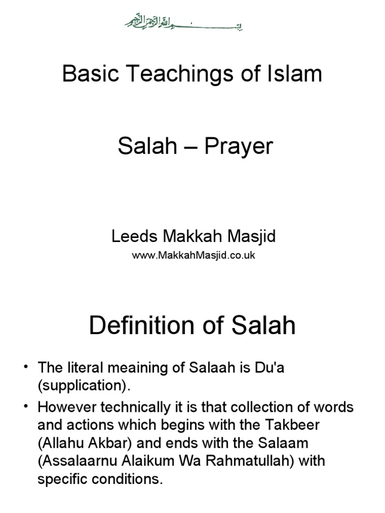 Basic Teachings of Islam Salah - Prayer: Leeds Makkah Masjid | PDF ...