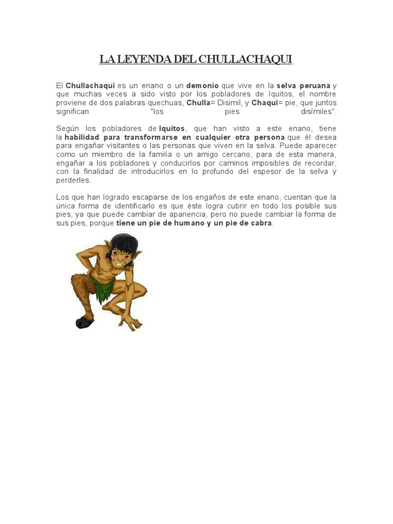 La Leyenda Del Chullachaqui | PDF
