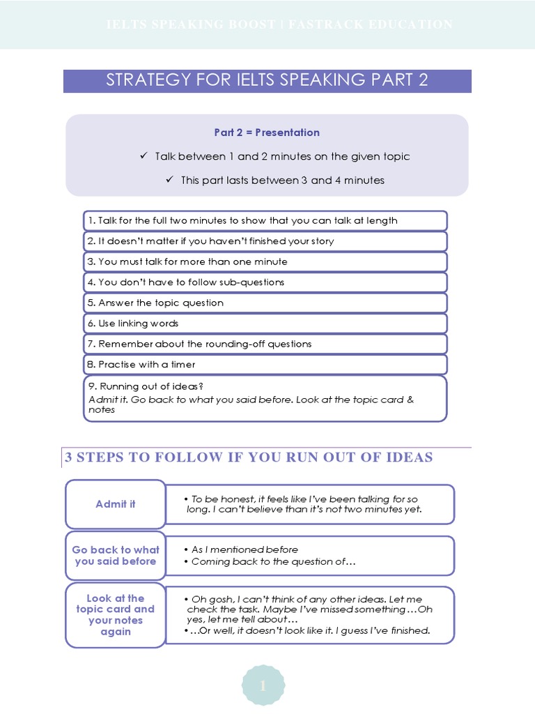 Strategy For Ielts Speaking Part 2 | PDF