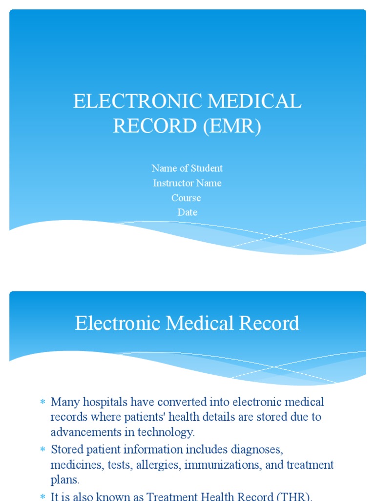 Electronic Medical Record (Emr) | PDF